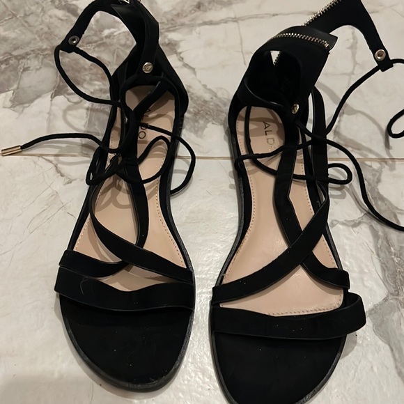 Aldo | Shoes | Aldo Sandals Zip Back Tie By The Ankle Worn Once Around ...